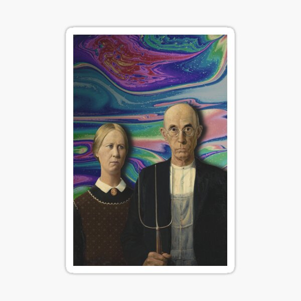 "American Gothic Modern Edit Artwork" Sticker by tomfewings | Redbubble