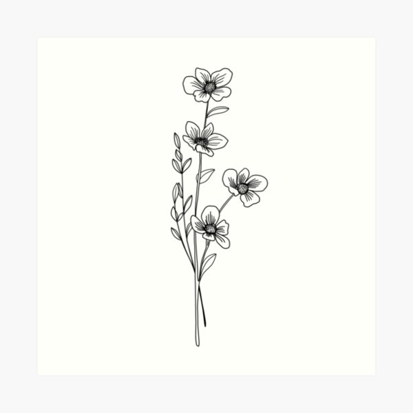 "Minimal line art flower sprig " Art Print for Sale by Katieguiliano ...