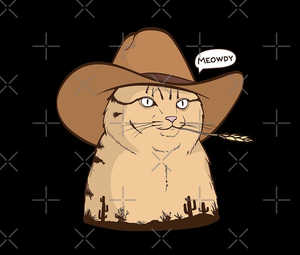 "Meowdy Cat, Cowboy Cat, Meowdy Pawtna, Western Cat Illustration by The ...