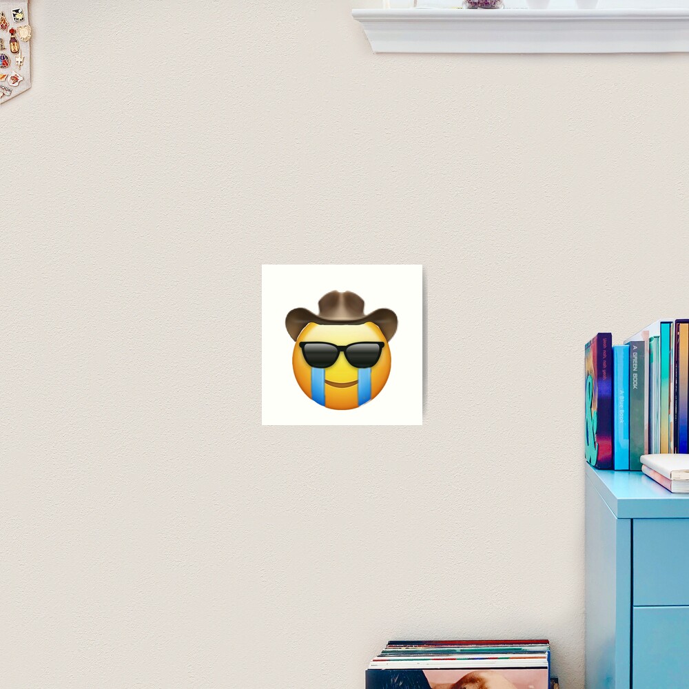 "crying cowboy emoji" Art Print for Sale by goblinartist | Redbubble