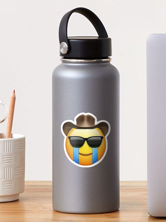 "crying cowboy emoji" Sticker for Sale by goblinartist | Redbubble