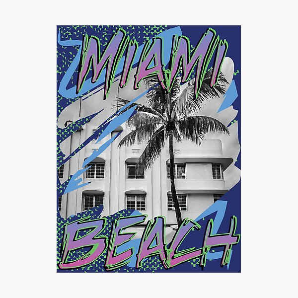 "Miami Beach 80s 1980s" Photographic Print by NeonSpaceJunk | Redbubble