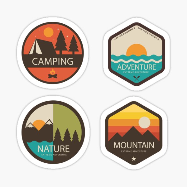 "Set Adventure Mountain Nature Camping Logo Pack" Sticker for Sale by ...