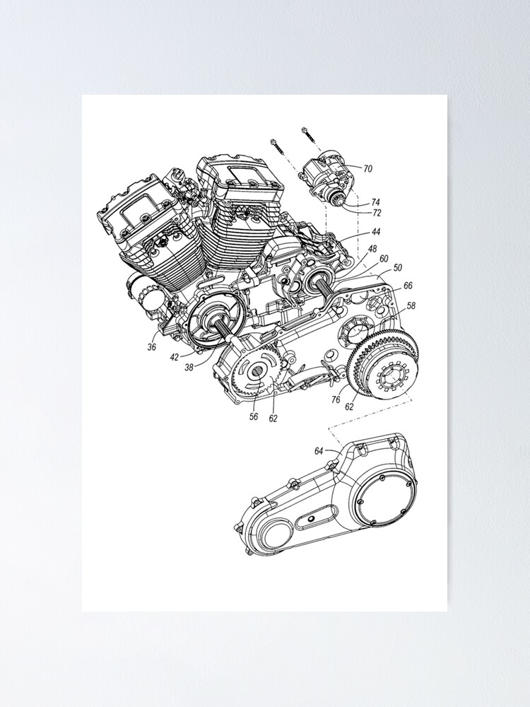 "Harley Twin Cam - Exploded drawing." Poster for Sale by timothybeighton | Redbubble