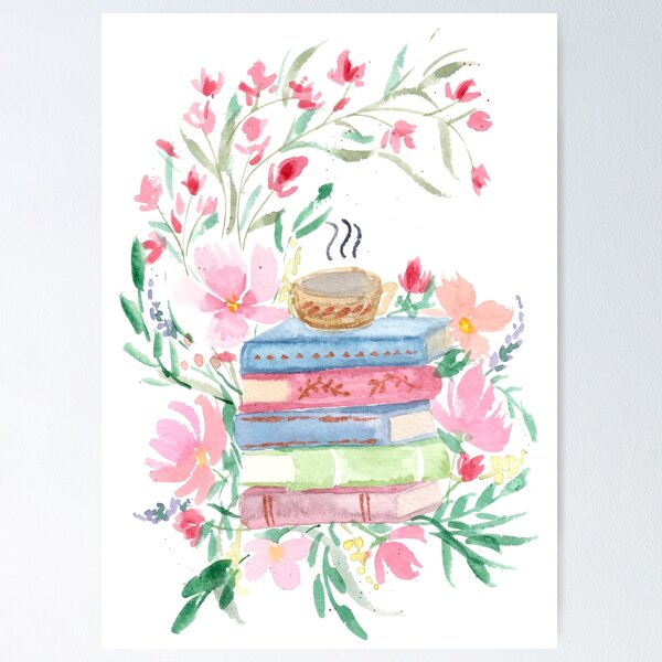 "Watercolor Books with florals" Poster for Sale by Harpley Design ...