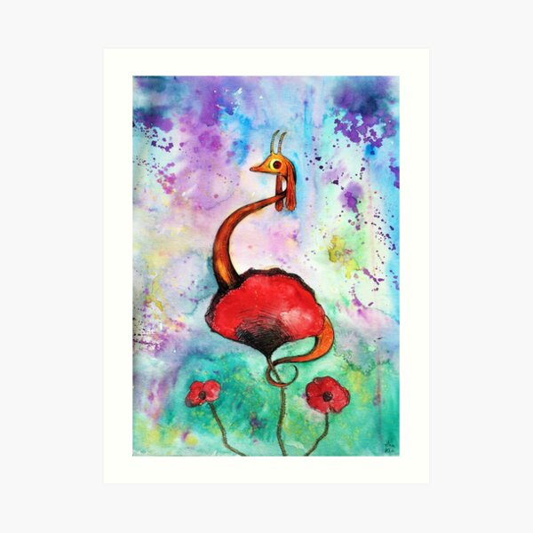 "Poppy Dragon" Art Print for Sale by HanKlaArt | Redbubble