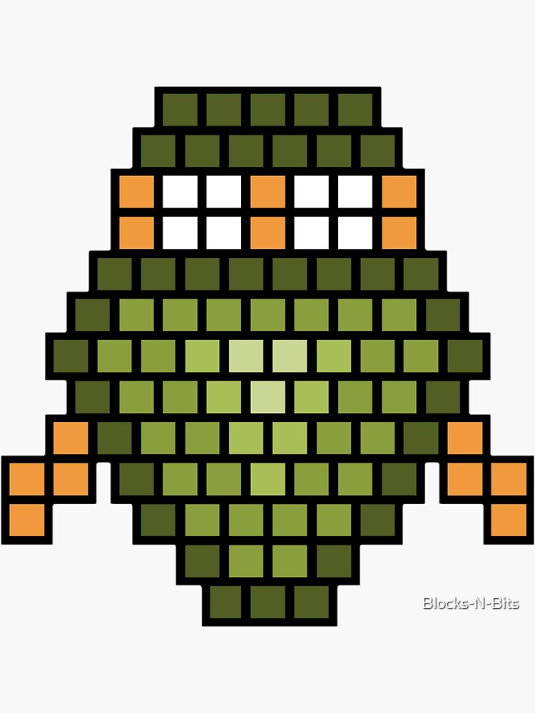 "TMNT Michelangelo Block" Sticker for Sale by Blocks-N-Bits | Redbubble