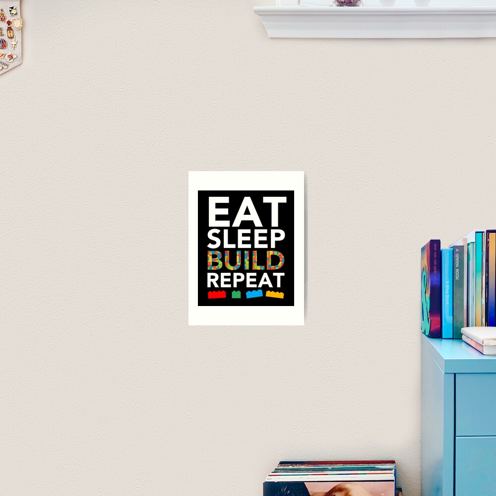 " Eat Sleep Build Repeat Building Blocks Bricks Master Builder" Poster ...
