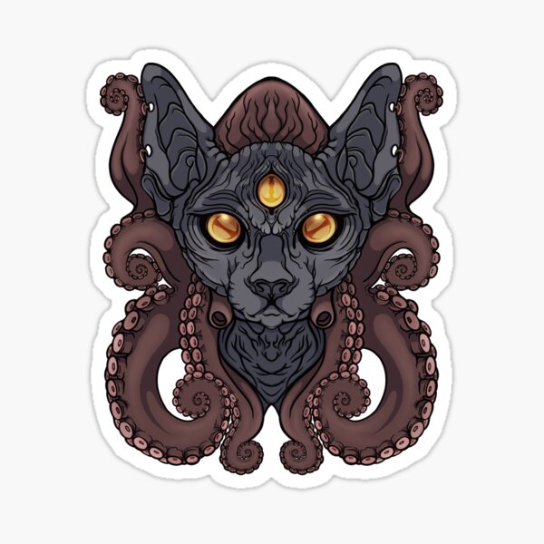 "OctoPuss - Hybrid Animal (Cat+Octopus)" Sticker by MonoMano | Redbubble