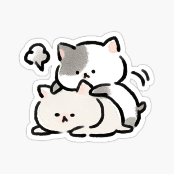 "Cat two stack aesthetic sticker" Sticker by Sxliie | Redbubble