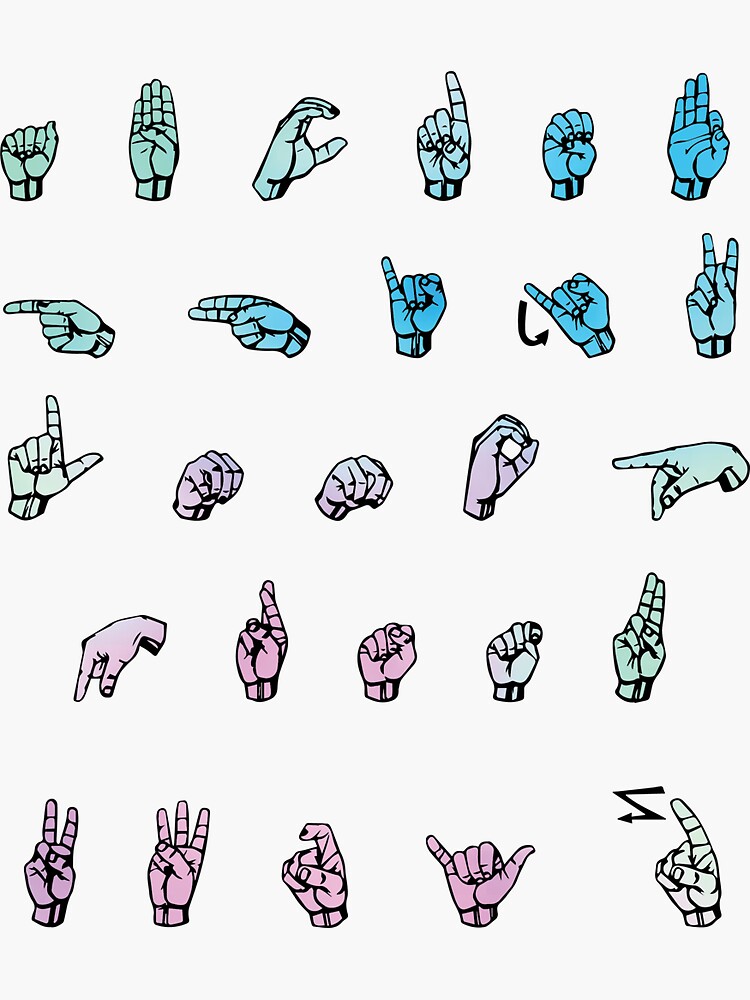 "american sign language alphabet" Sticker for Sale by sgoldberg87 ...