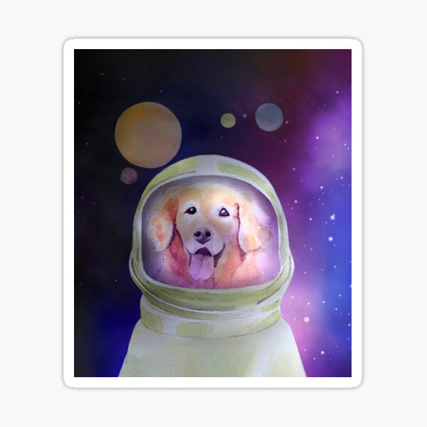 "Space Dog Golden Retriever Astronaut Adventure" Sticker for Sale by ...