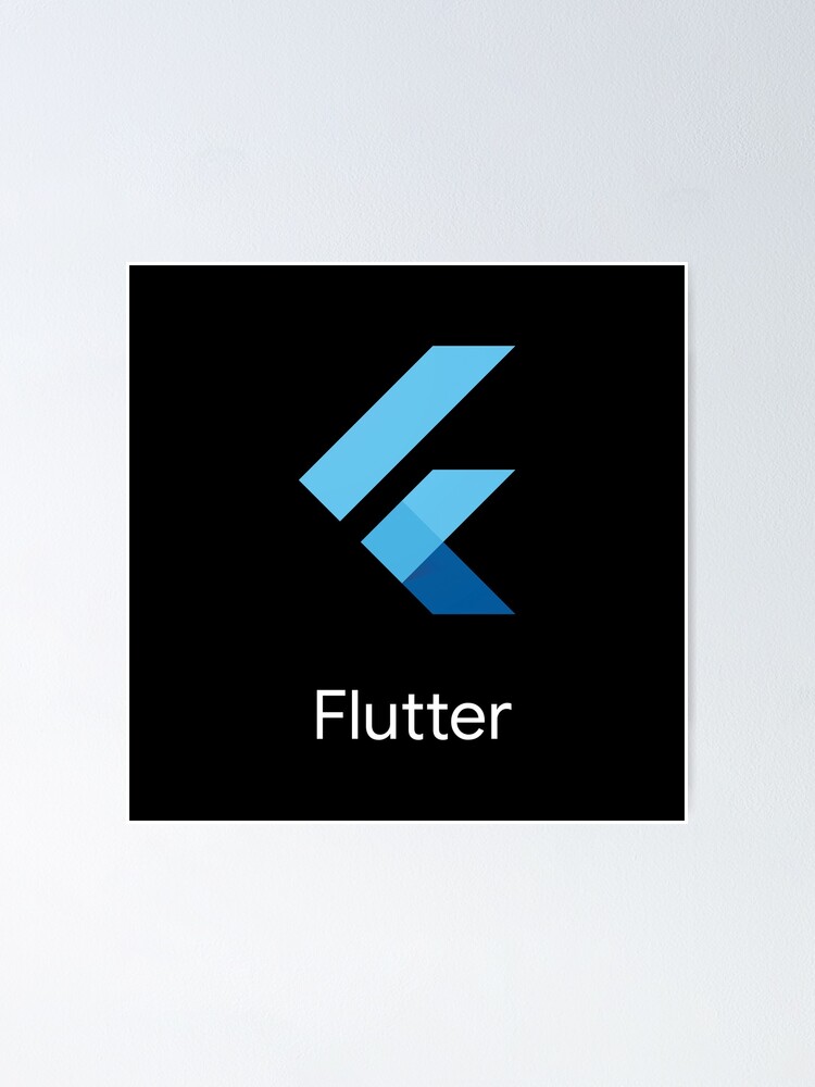 "Flutter SDK Logo with Name in White" Poster for Sale by ciberninjas ...
