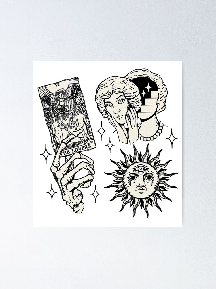 "Tattoo style flash sheet" Poster for Sale by caitlinwashere | Redbubble