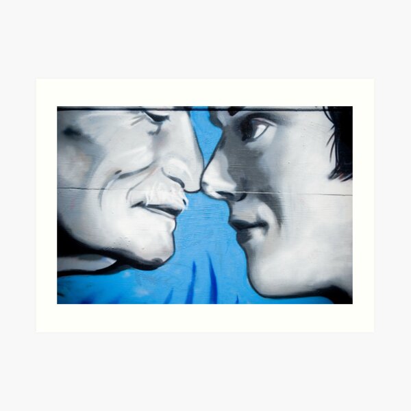 "Graffiti showing Maori greeting by rubbibg noses ( Hongi)" Art Print ...