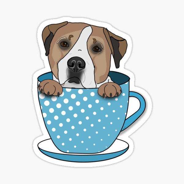 "Cute pup in a polka dot tea cup! " Sticker by lozchai | Redbubble