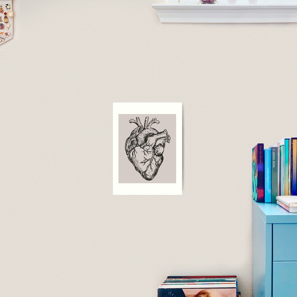 "Anatomical Heart Real Human Heart Shape Ink Drawing " Art Print for ...
