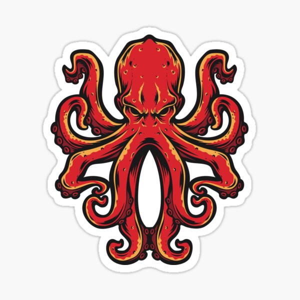 "Red Octopus" Sticker for Sale by Vector Scout | Redbubble