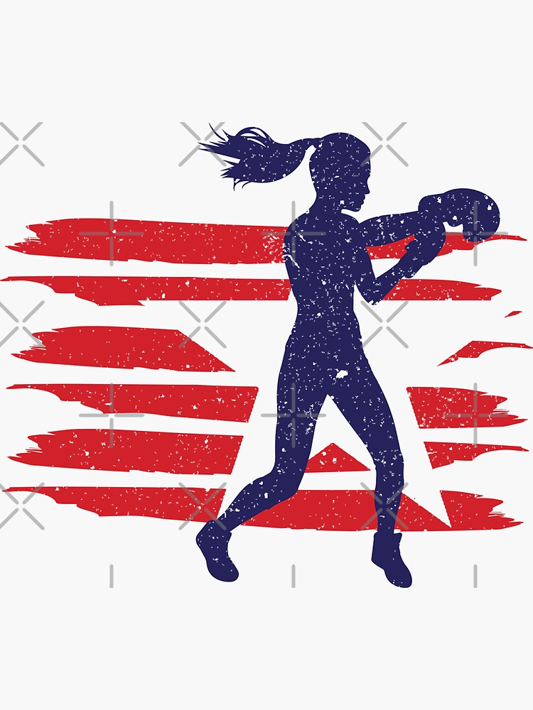 "Patriotic Female Boxer with American flag for Fourth of July ( 4th of ...