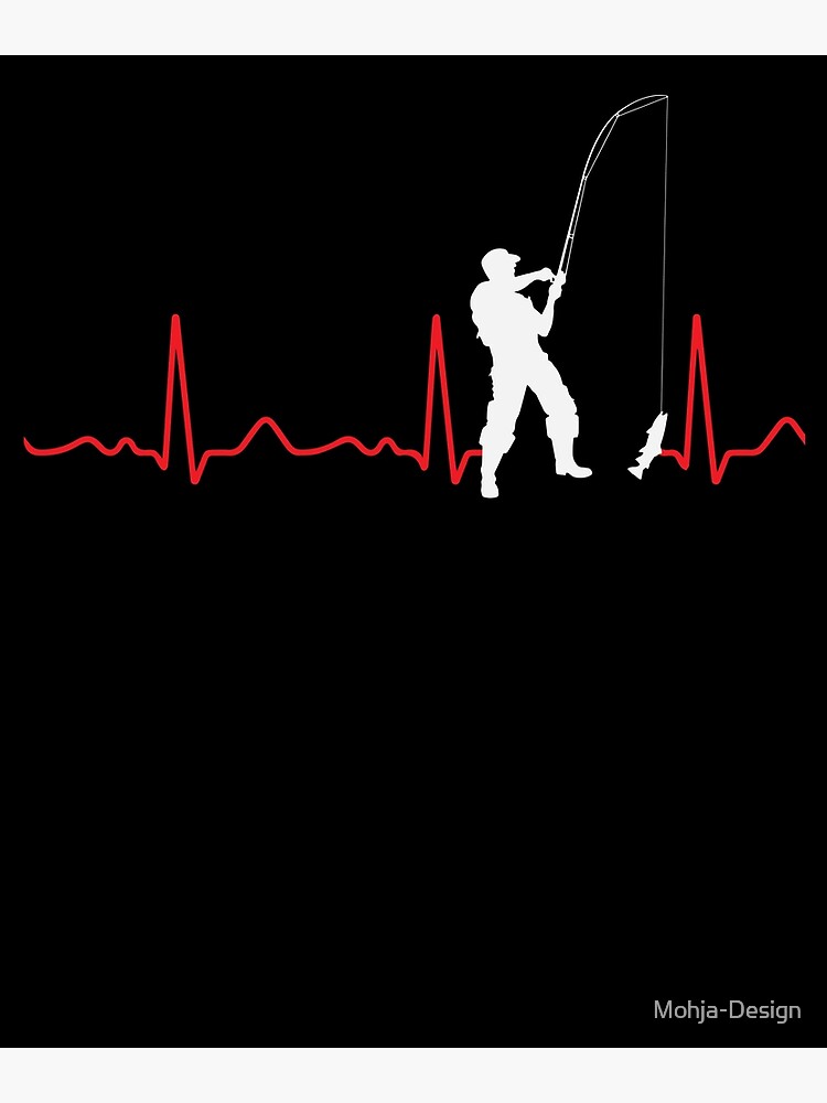 "Fishing - heart line / heartbeat / pulse / red" Poster for Sale by ...