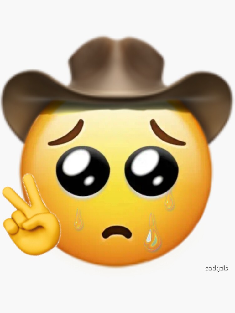 "crying cowboy emoji" Sticker for Sale by sadgals | Redbubble