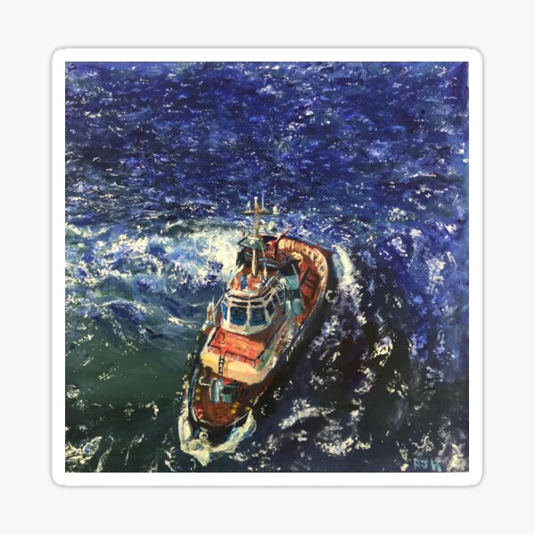 "Original Acrylic Painting Tugboat" Sticker for Sale by rickywestside ...