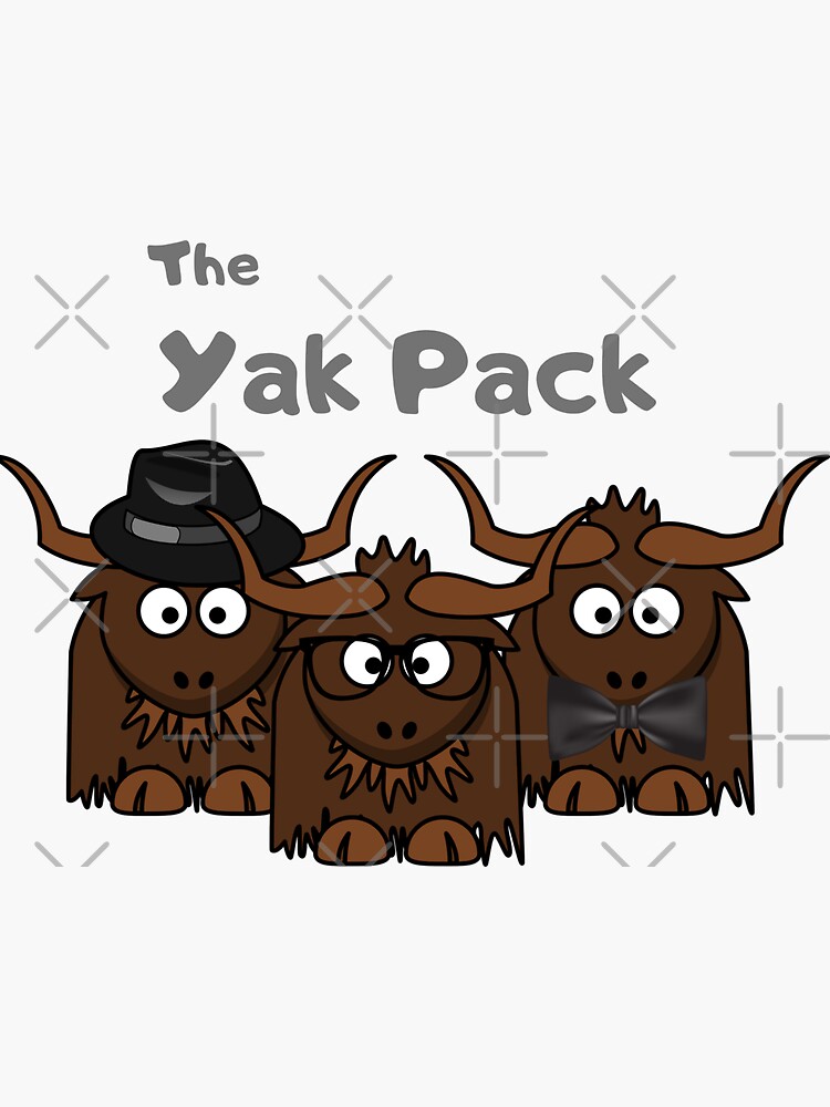 "The Yak Pack Fun Group of Yaks " Sticker for Sale by Paulele | Redbubble