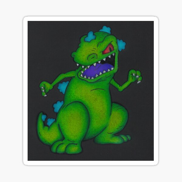 "Reptar Rugrats Pencil Drawing Dinosaur T-Rex Nickelodeon" Sticker for ...
