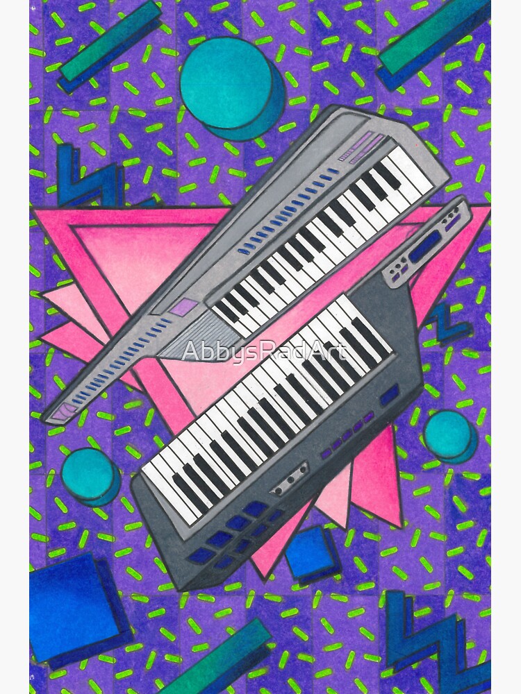 "80's Keyboard Keytar Keyboard" Sticker by AbbysRadArt | Redbubble