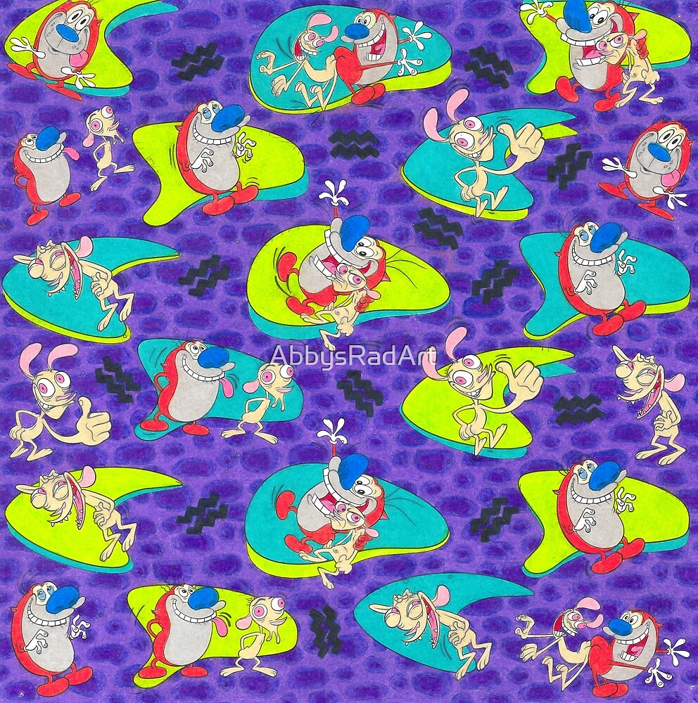"Ren and Stimpy 90s pattern Nickelodeon Nicktoons" by AbbysRadArt ...