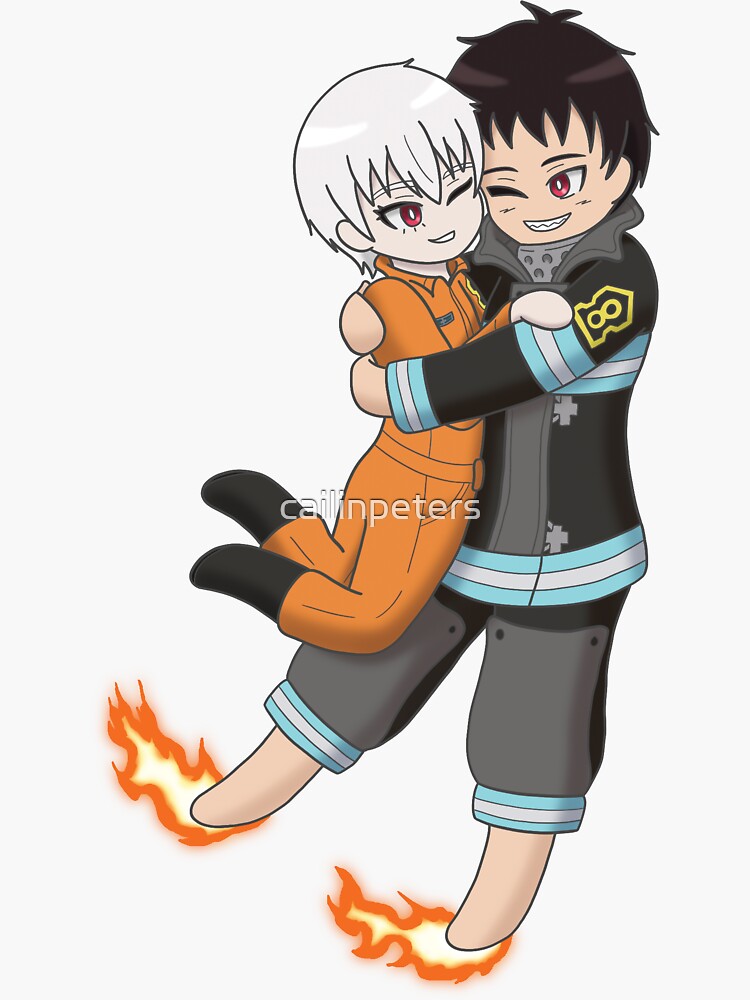 "Shinra & Sho Reunited" Sticker for Sale by cailinpeters | Redbubble