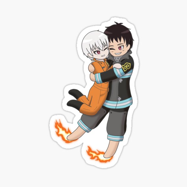 "Shinra & Sho Reunited" Sticker for Sale by cailinpeters | Redbubble