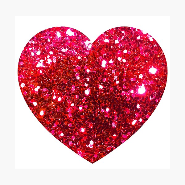 Lámina fotográfica «Corazón de brillo, amor, corazón rojo, día de San ...