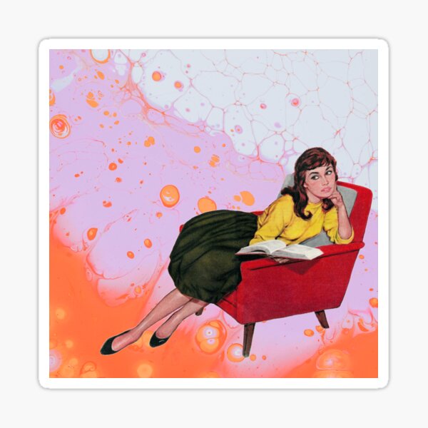 "Book Girl" Sticker for Sale by Femcollage | Redbubble