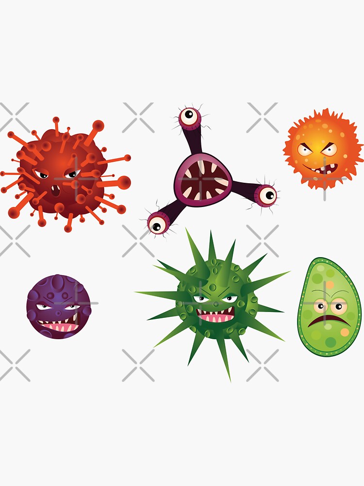 "Cartoon Viruses" Sticker for Sale by AnnArtshock | Redbubble