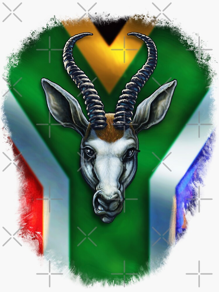 "South African Springbok Flag" Sticker for Sale by RobinArtStudio ...