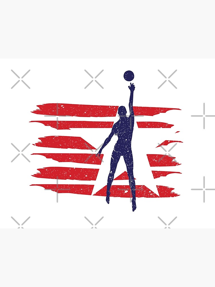 "Patriotic Volleyball - Female Player with American flag for Fourth of ...