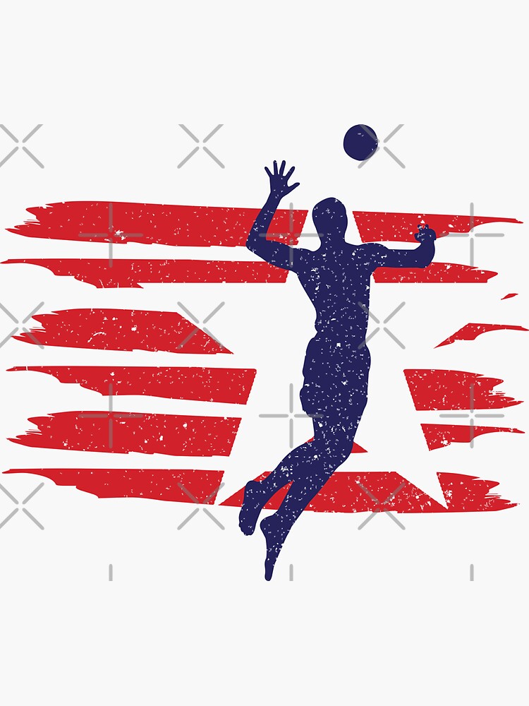 "Patriotic Volleyball - Male Player with American flag for Fourth of ...