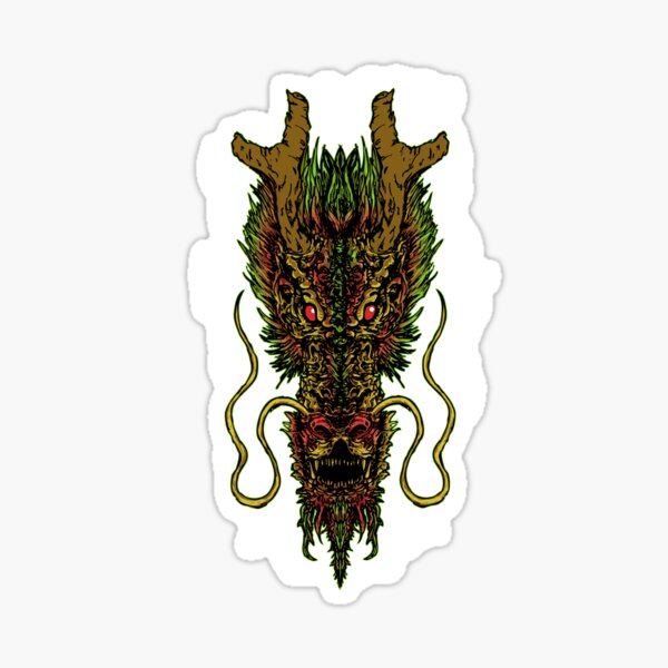 "chinese dragon face" Sticker for Sale by alienskull | Redbubble