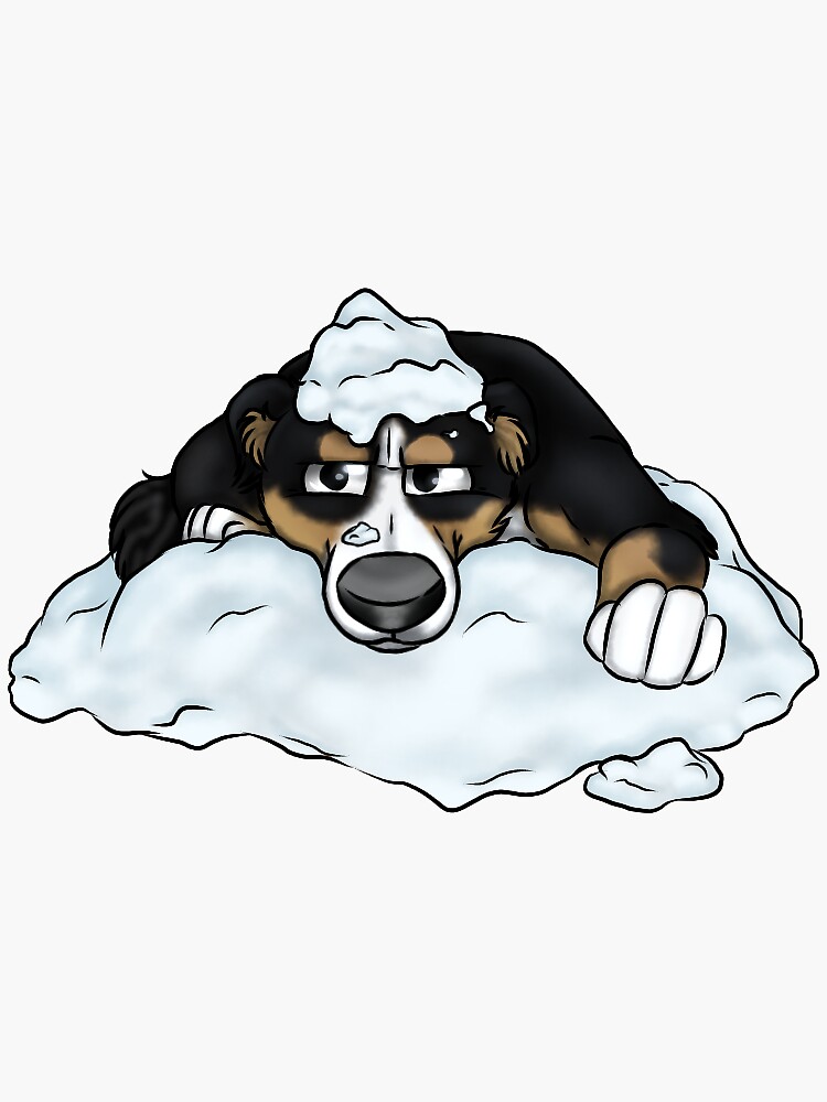 "It s'NOw fun | Grumpy English Shepherd In Snow" Sticker for Sale by ...