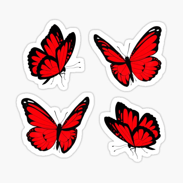 "neon red butterflies " Sticker for Sale by acatalepsys | Redbubble