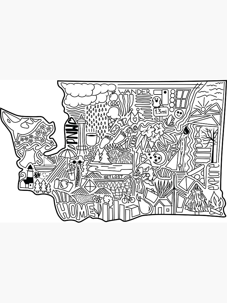 "Life in Washington State Line Drawing" Poster by eknicole | Redbubble