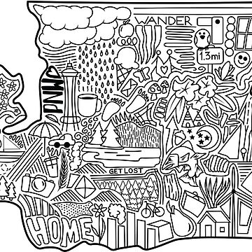 "Life in Washington State Line Drawing" Sticker for Sale by eknicole ...