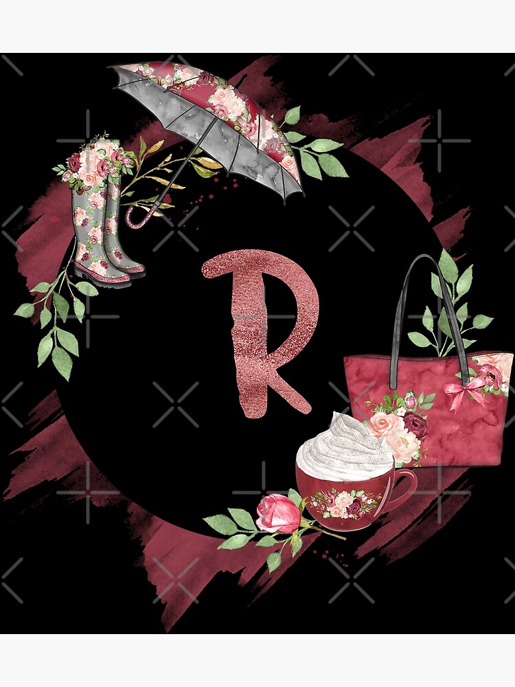 Póster «Pretty in Pink Monogram R - Alphabet Letter R - Black ...