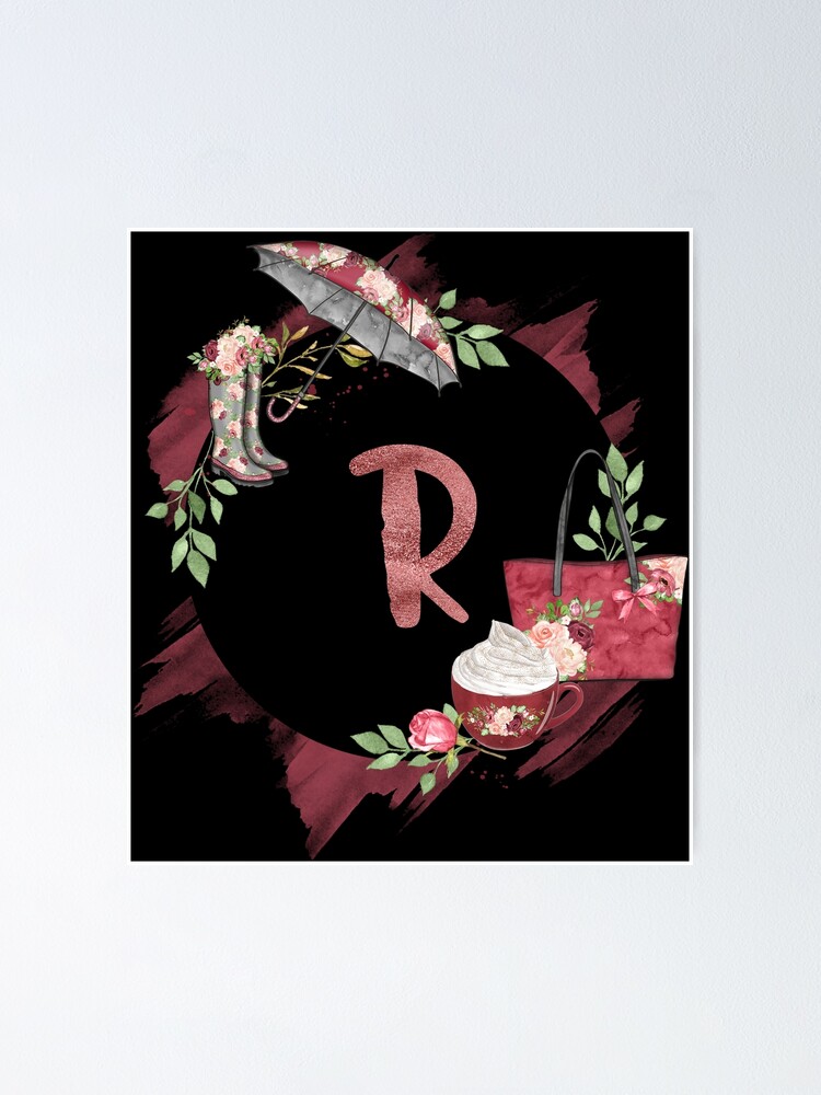 Póster «Pretty in Pink Monogram R - Alphabet Letter R - Black ...