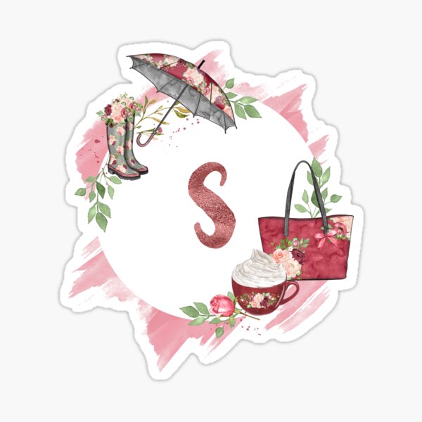 "Pretty in Pink Monogram S - Alphabet Letter S - Black Background ...