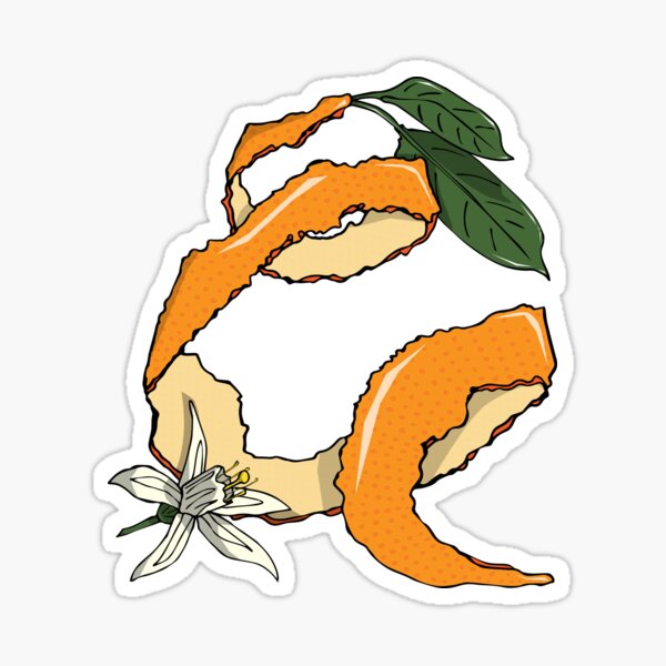 "Bitter Trio: Peeled Orange Skin" Sticker for Sale by Theokotos | Redbubble