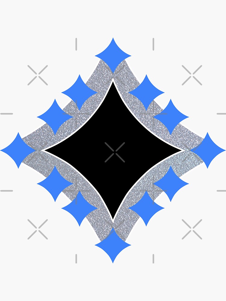 "Dancing Blue 4-Point Stars Silver Black Face" Sticker by Shapes-Mania ...