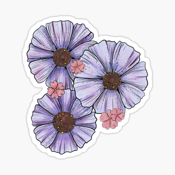 "Large Purple Flowers Sticker" Sticker for Sale by songbirdgifts ...