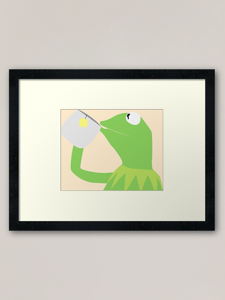 "Kermit drinking tea" Framed Art Print for Sale by tehandsambal | Redbubble